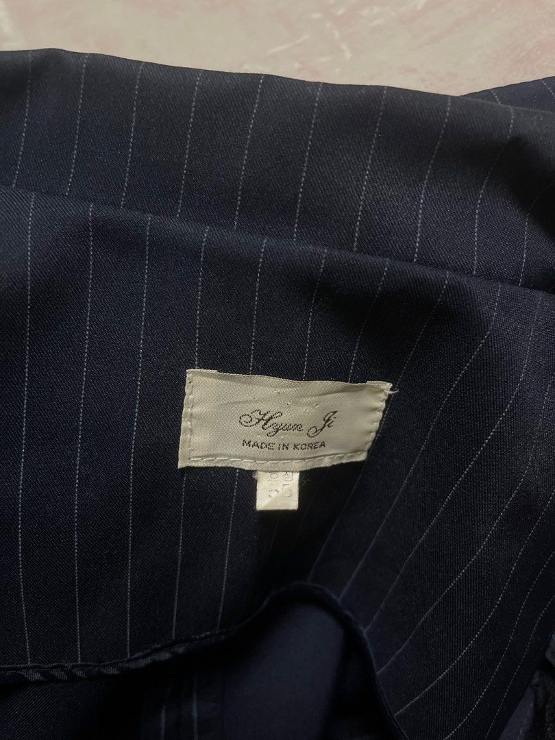 Navy Blue Pinstripes Blazer and Trousers and skirt Made in korea, Women ...