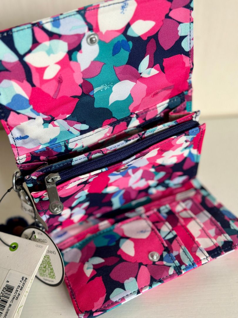 NEW! KIPLING PIXI MEDIUM ORGANIZER WALLET PURSE - ELECTRIC BLOSSOM on ...