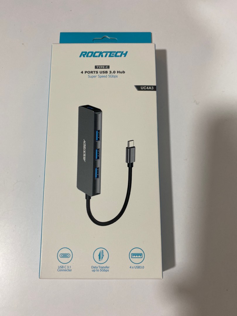 New全新 type-c 轉插 Rocktech type-c 4 ports usb 3.0 hub super speed 5Gbps ...