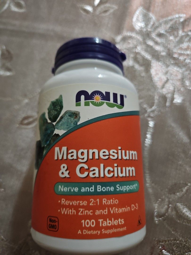 NOW Magnesium & Calcium 100 tablet, Health & Nutrition, Health ...