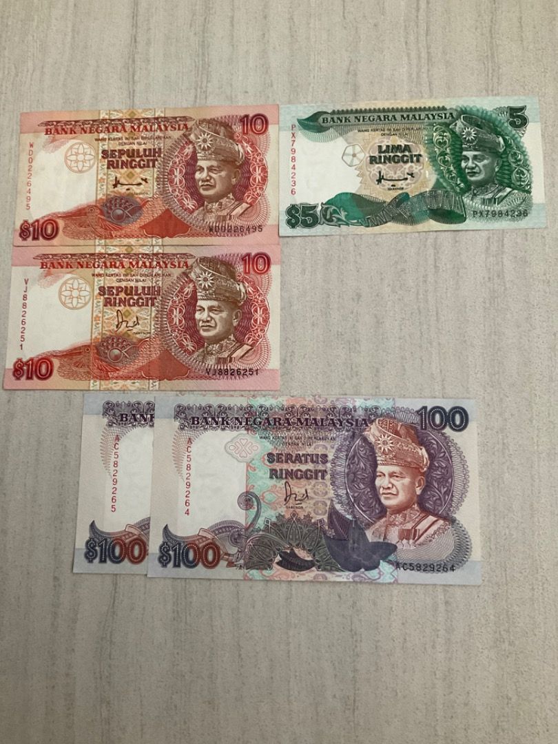 Old Malaysia 5, 10 and 100 ringgit notes, Hobbies & Toys, Memorabilia ...