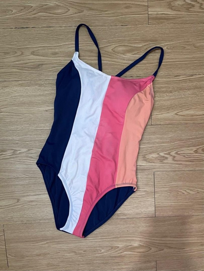 One Piece Vertical Stripe Swimsuit, Women's Fashion, Swimwear, Bikinis ...