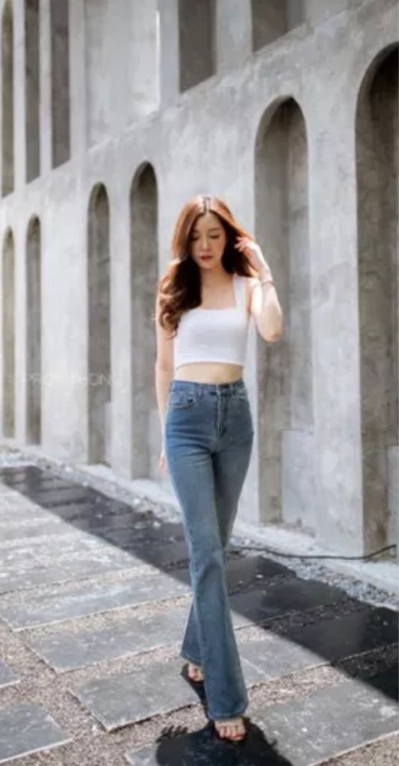 Promthong Jeans Denim Pants Cutbray (MIRIP lesley Jeans DUMA), Fesyen ...
