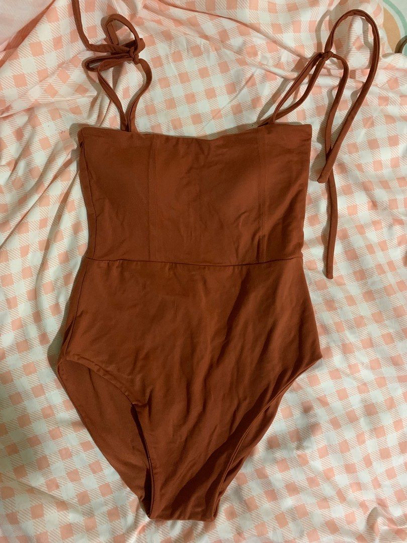Rust swimsuit monokini on Carousell