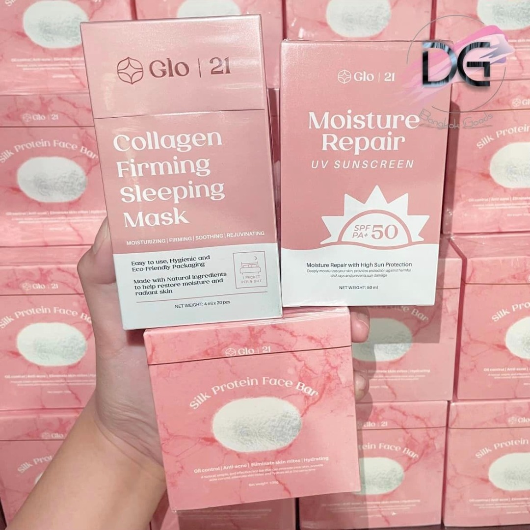 (Set of 3) Glo21 Collagen Firming Sleeping Mask + Moisture Repair UV ...