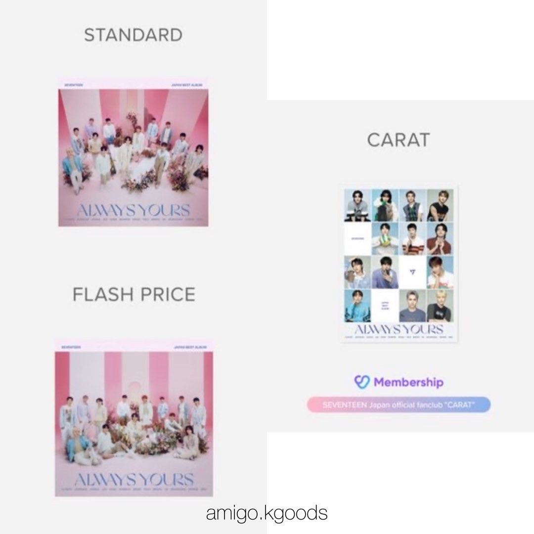 【WVS JP/UMS 夾小卡】通路特典/Lucky Draw SEVENTEEN JAPAN BEST ALBUM「ALWAYS YOURS」 代購, 預購 - Carousell