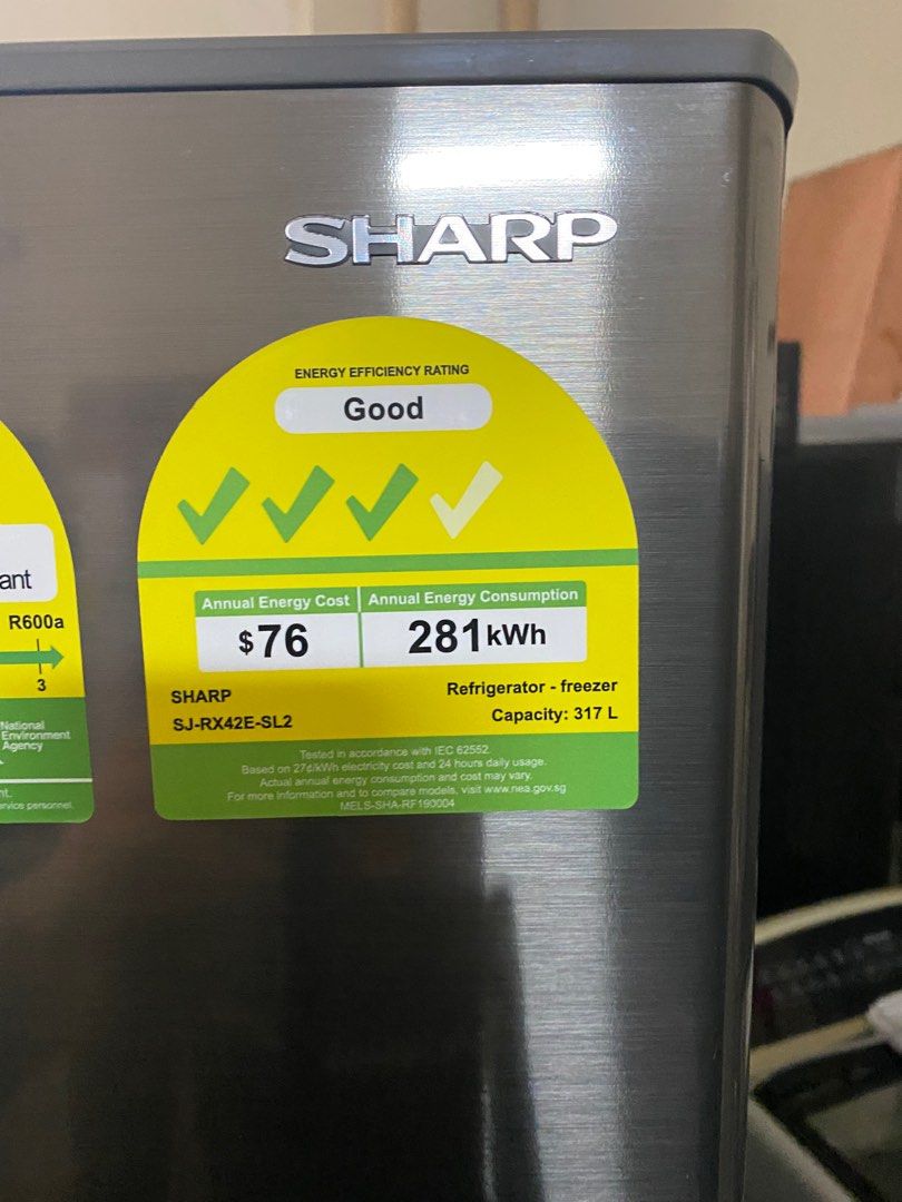 Sharp 317l 2 door fridge / refrigerator, TV & Home Appliances, Kitchen ...