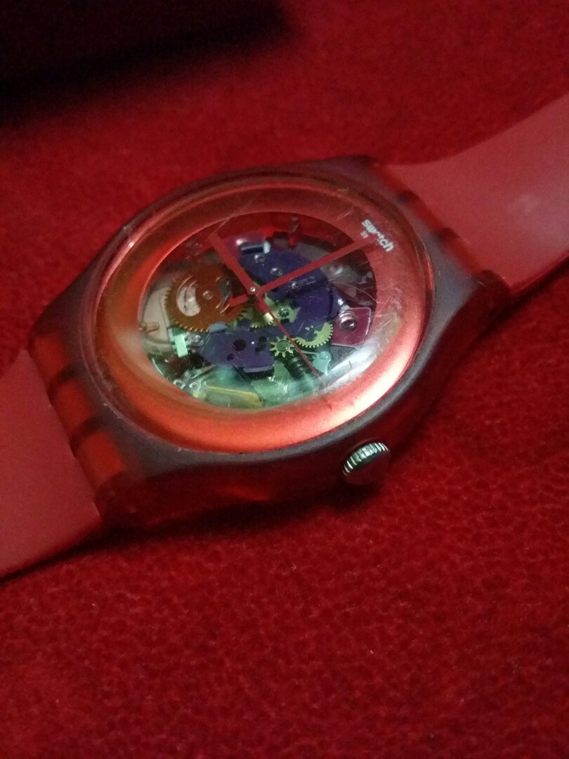 Swatch red big, Men's Fashion, Watches & Accessories, Watches on Carousell