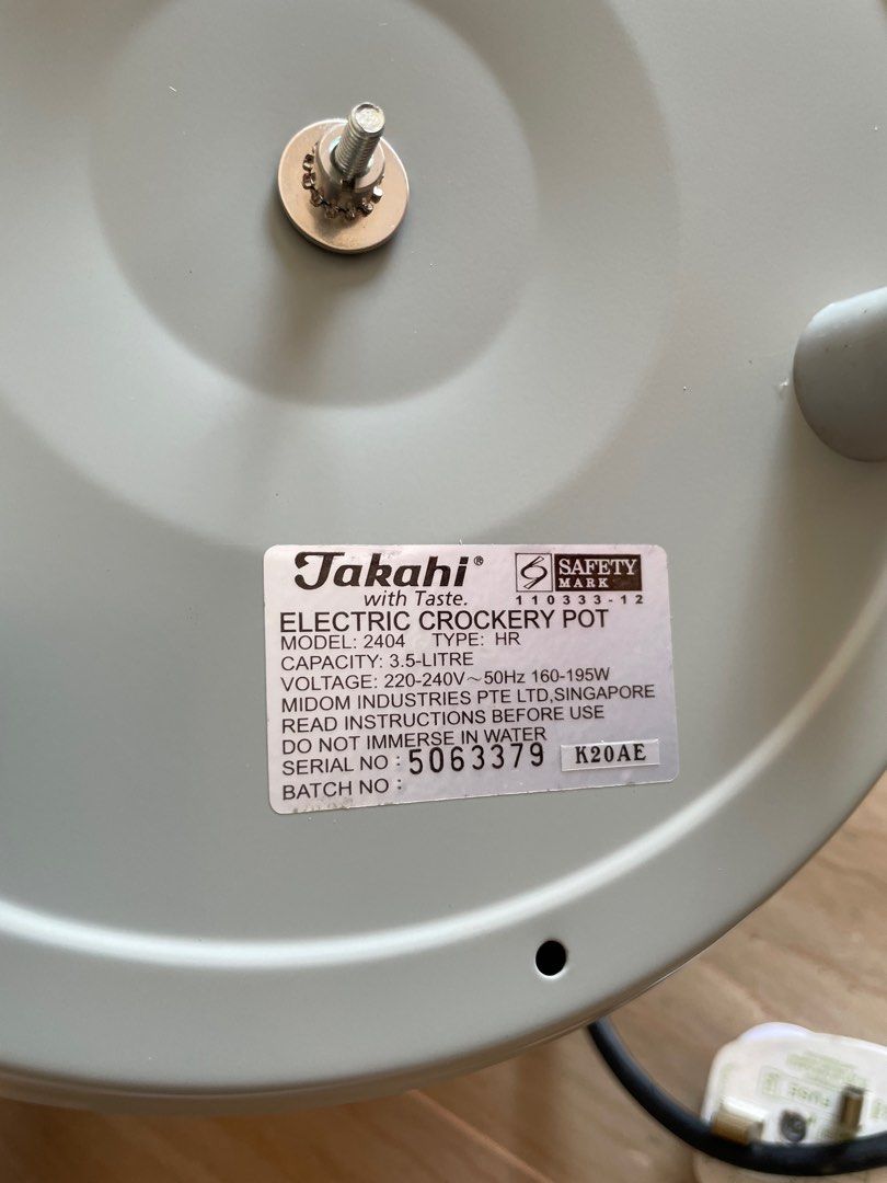 Takahi slow cooker 3.5litres, TV & Home Appliances, Kitchen Appliances ...