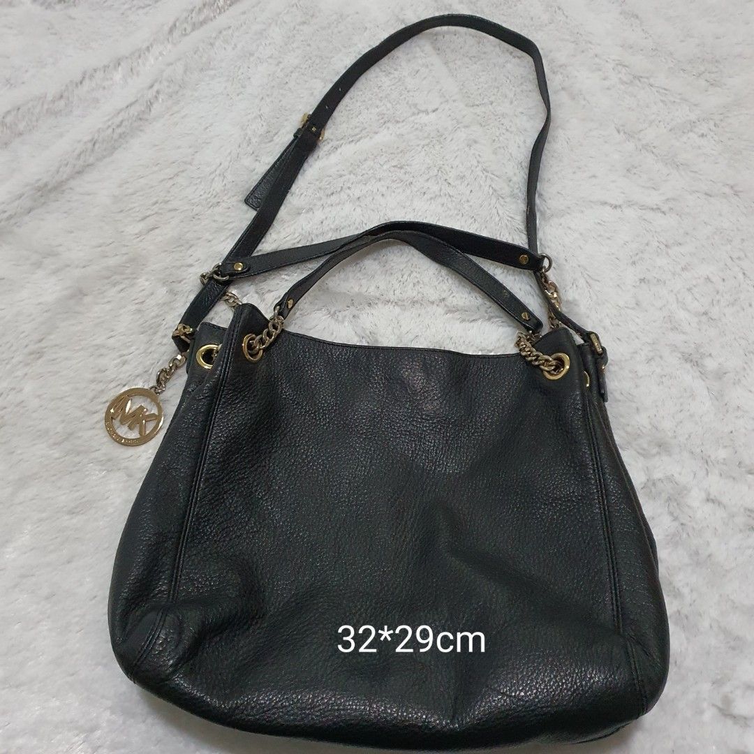 Tas sling tote hobo kulit vintage Michael Kors MK Black, Barang Mewah ...