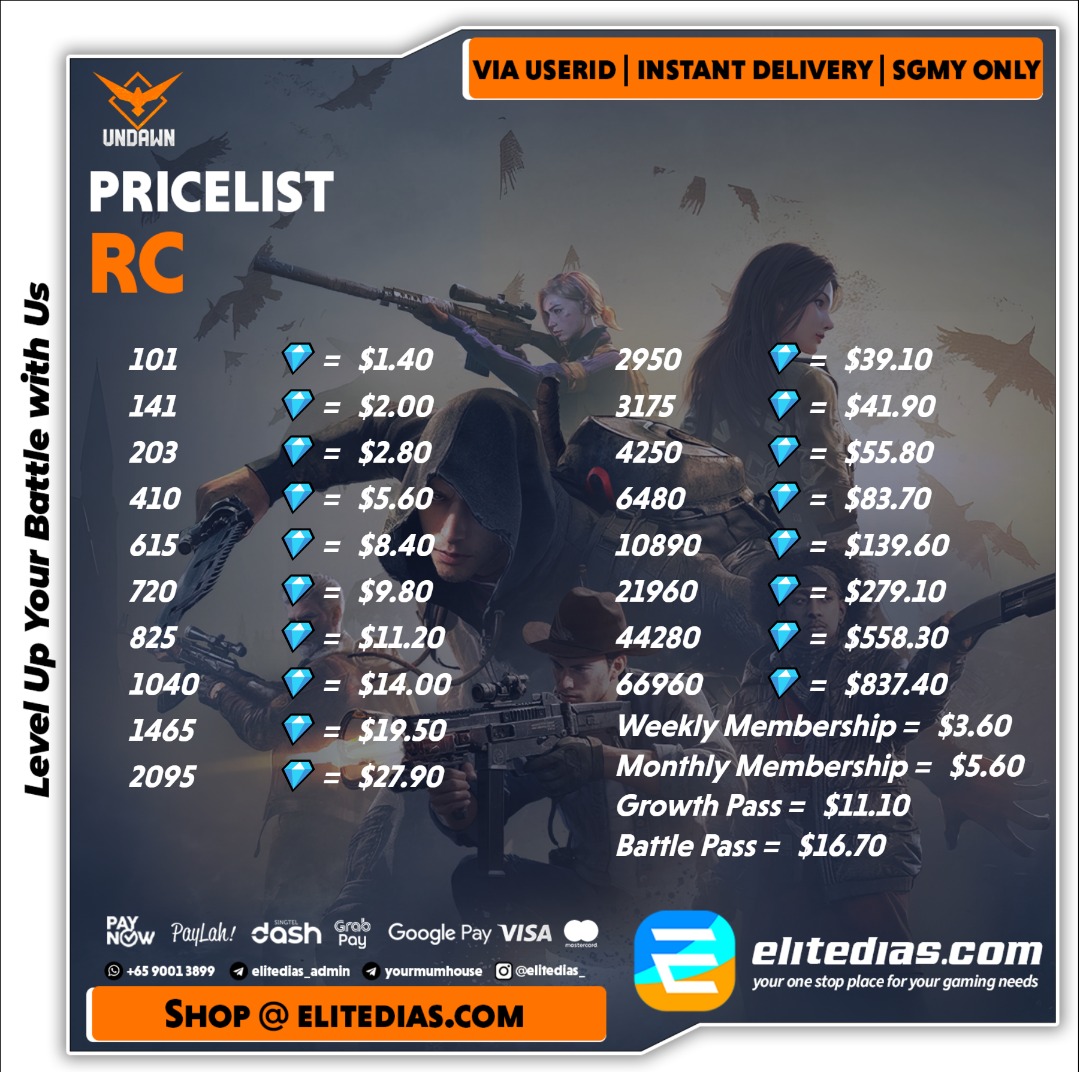 Undawn RC Garena Top Up | Undawn RC Top Up | Undawn RC | Undawn Top Up ...
