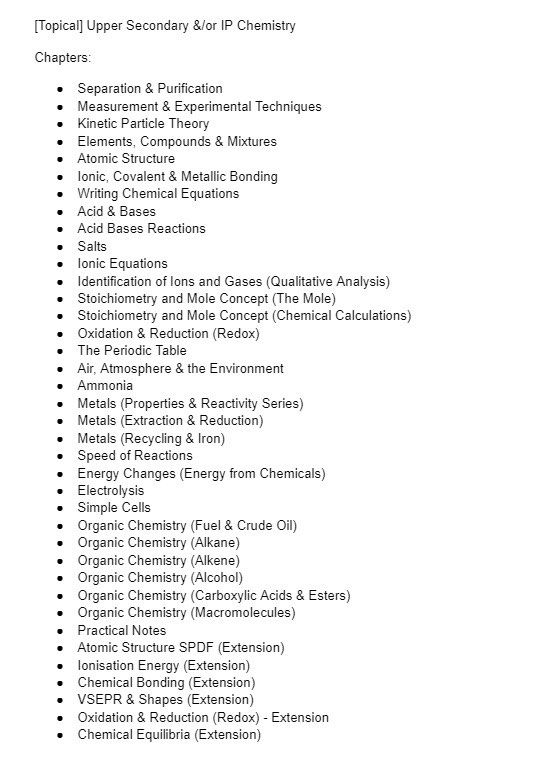 Upper Sec Chem Study Notes | For O Levels & IP Pure Chem, Hobbies ...