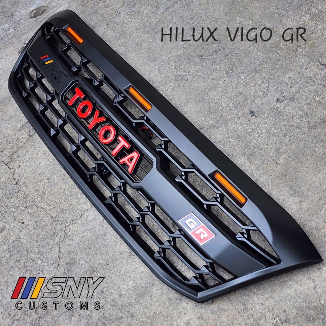 REVO VIGO Hilux Toyota GR Grille with amber led drl honeycomb TRD SNY ...