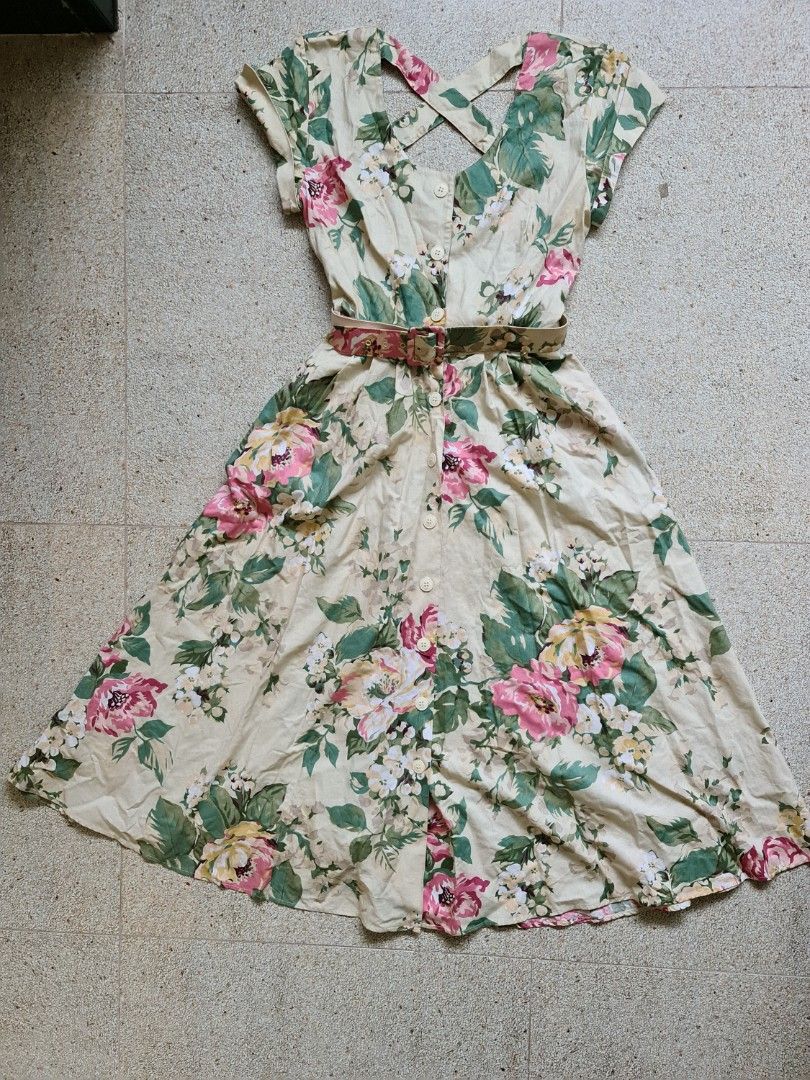 Vintage Carol Anderson California Button Down Floral Belted Midi Dress ...
