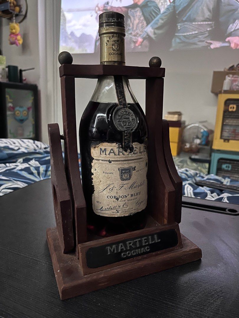 Vintage Martell Cordon Bleu in wooden cradle, Food & Drinks, Alcoholic ...