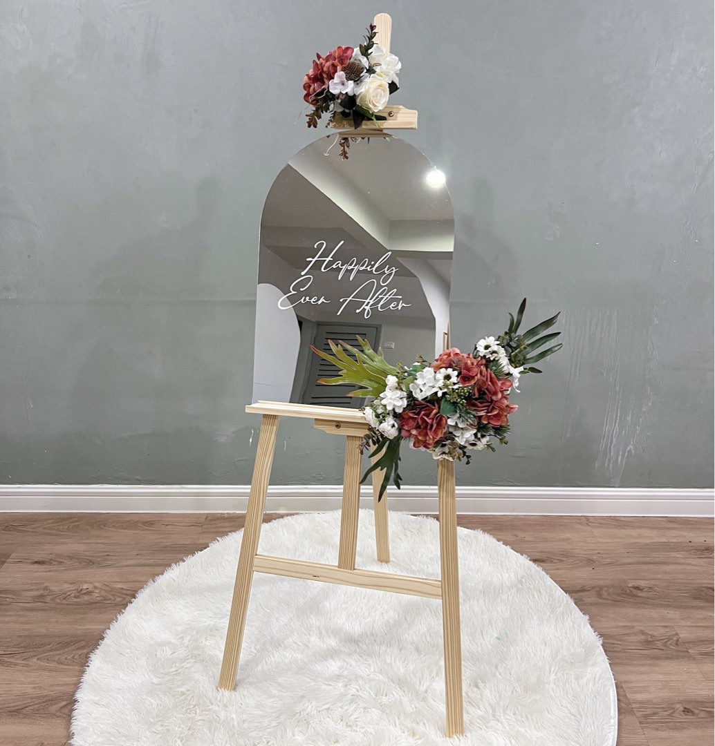 Welcome Signage Stand Easel Wood Stand Flowers Floral Arrangements ...