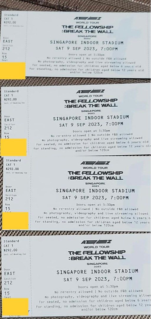 WTS Ateez Singapore concert tickets 9/9 Cat 1 seated (Atiny kpop indoor ...