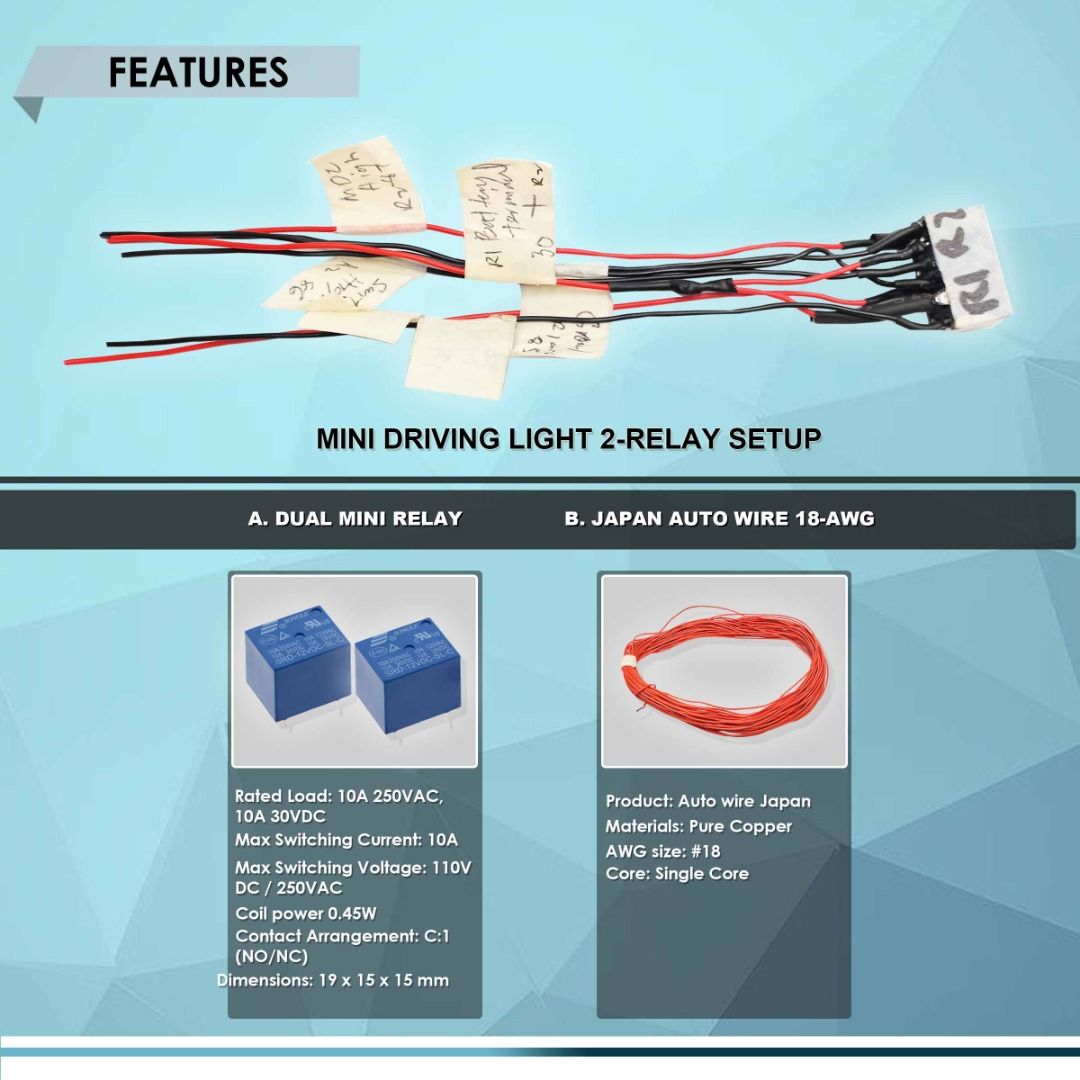 MINI DRIVING LIGHT 2-RELAY SETUP, 5-PIN SONGLE SPDT 12V 10A 250V, BEST ...