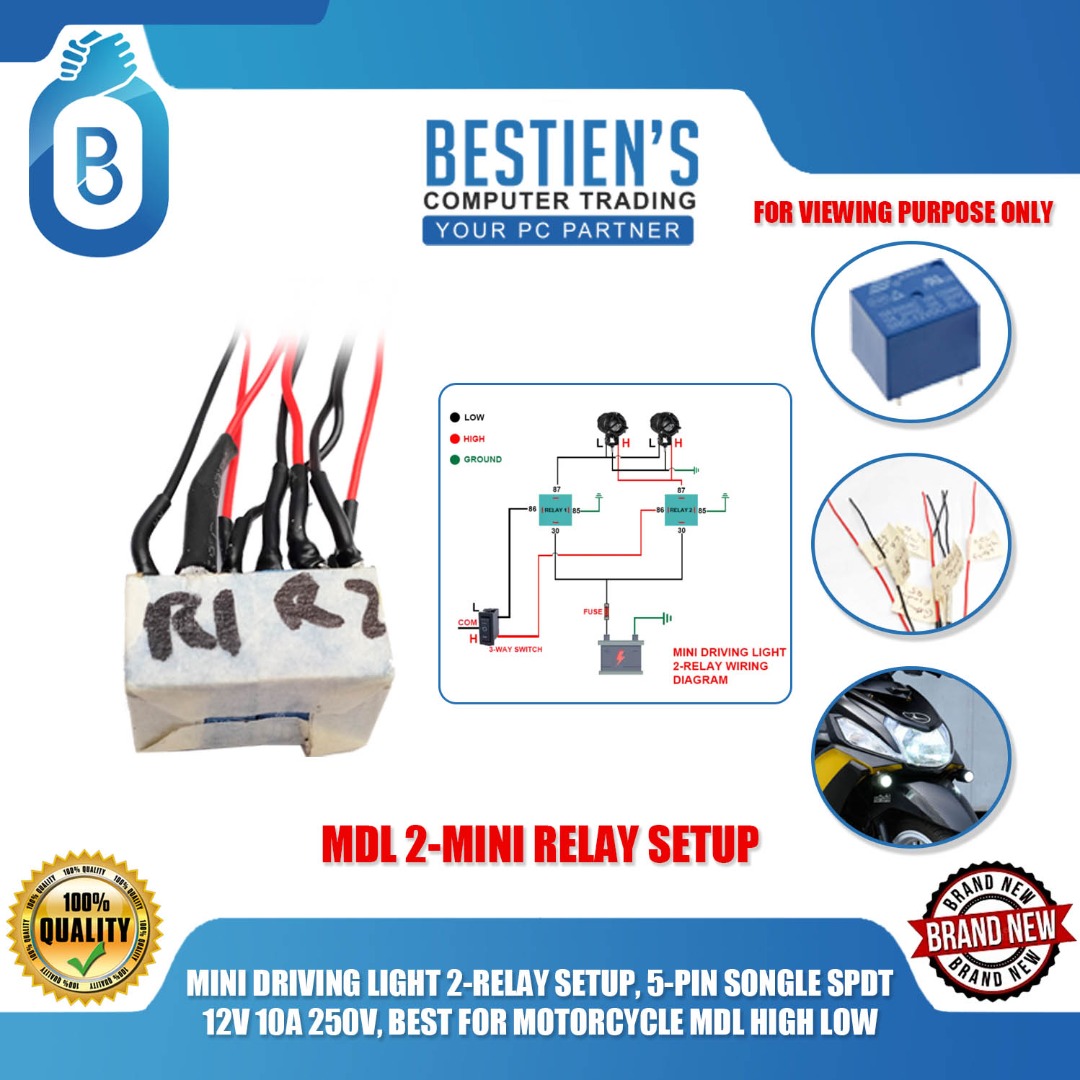 MINI DRIVING LIGHT 2-RELAY SETUP, 5-PIN SONGLE SPDT 12V 10A 250V, BEST ...