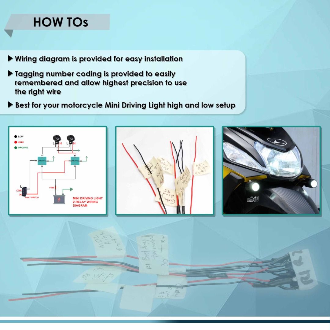 MINI DRIVING LIGHT 2-RELAY SETUP, 5-PIN SONGLE SPDT 12V 10A 250V, BEST ...