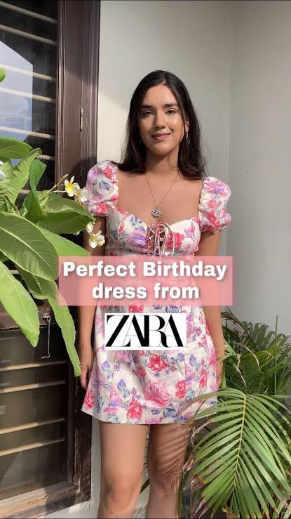 Zara Floral Printer Dress with lining on Carousell