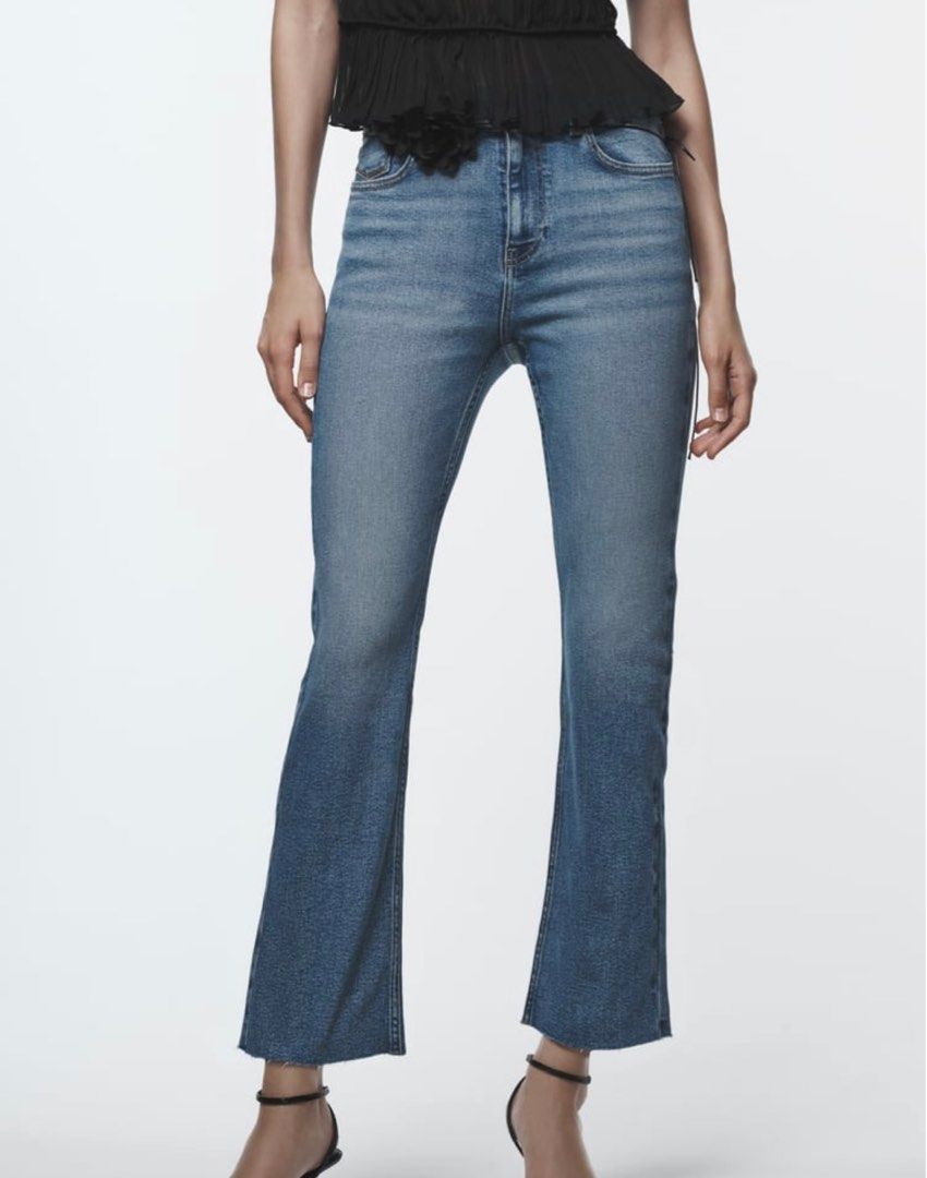 Zara High-Waist Mini Flare Jeans on Carousell