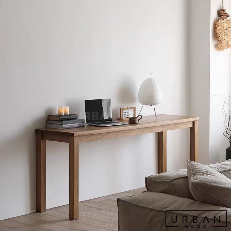 ZONAL Japandi Solid Wood Study Table, Furniture & Home Living ...