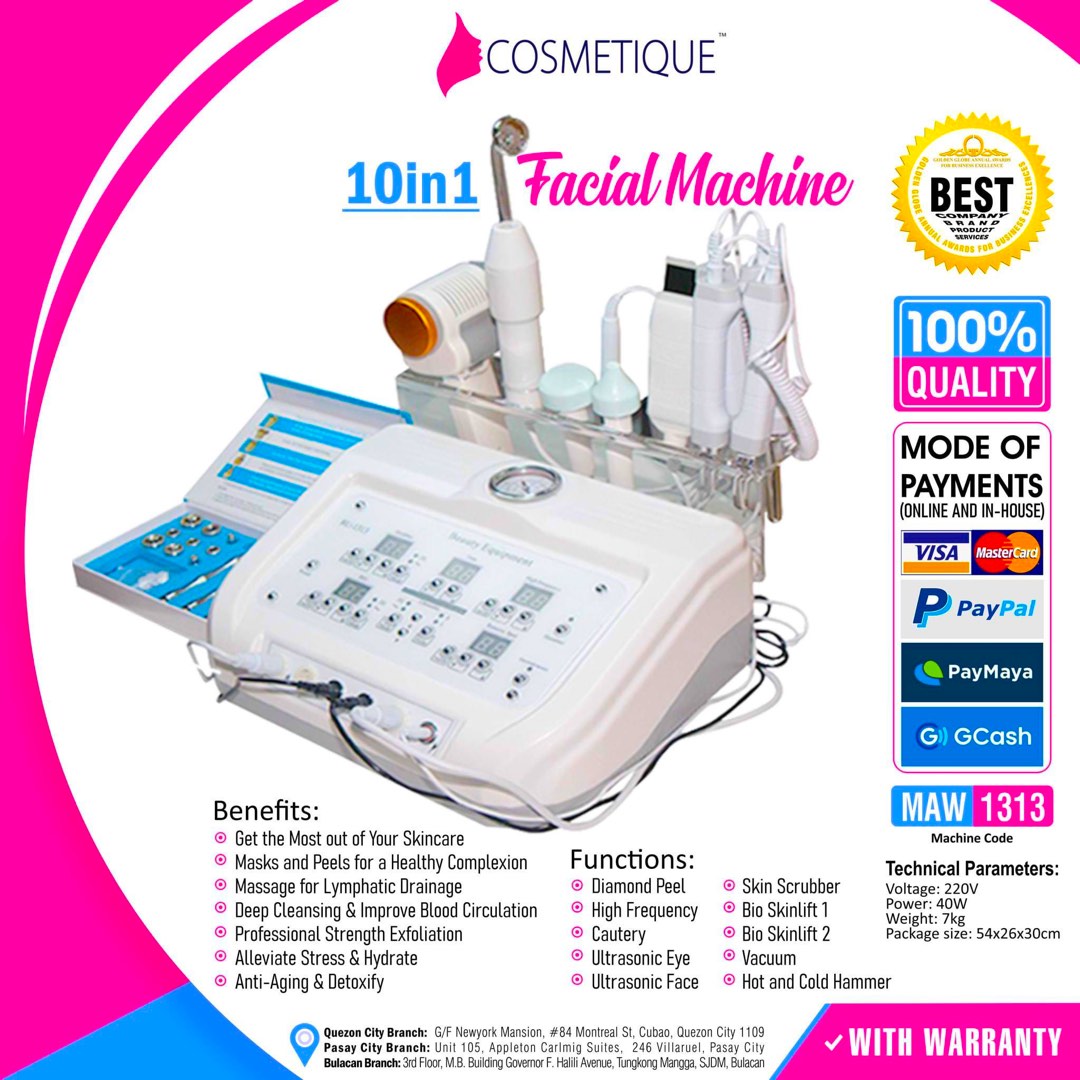10 in 1 Diamond Facial Machine With Hot And Cold Hammer Skin Scrubber ...