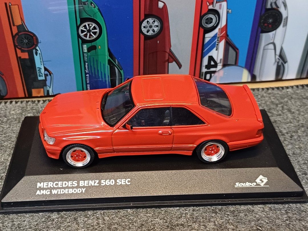 1/43 Mercedes Benz 560 sec C126 AMG Widebody red diecast 1:43, 興趣及遊戲 ...