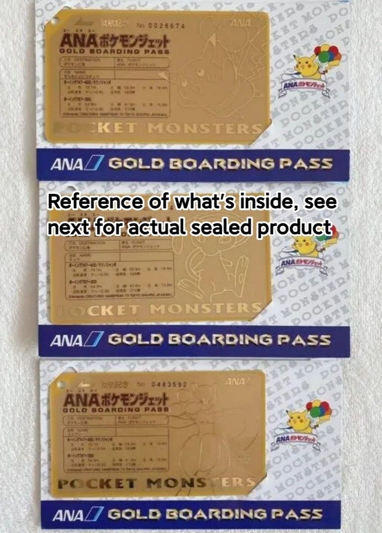 1998 Pokemon Sealed ANA gold cards (Pikachu, Mew and Mewtwo), Hobbies ...