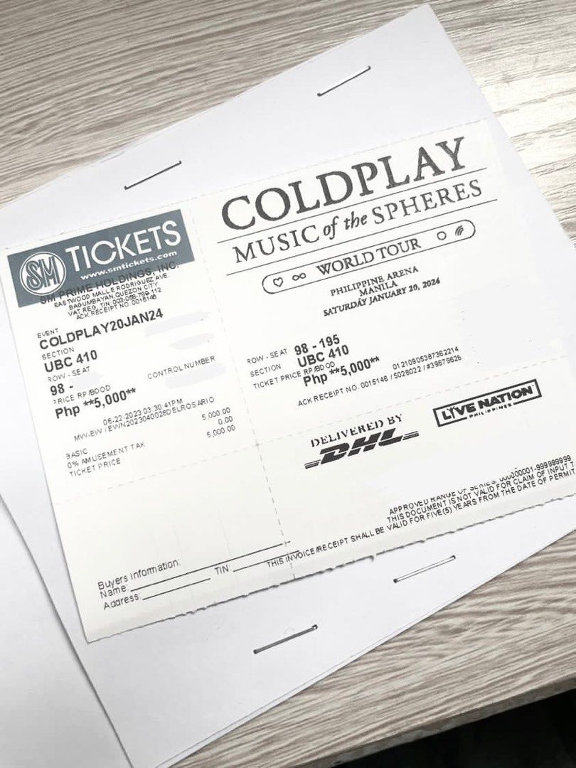 (1) COLDPLAY DAY 2 TICKET, Tickets & Vouchers, Event Tickets on Carousell
