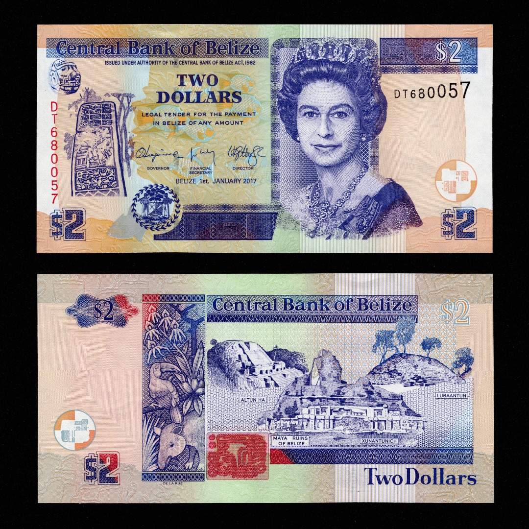 2017 BELIZE 2 DOLLARS P-66f UNC > QUEEN E II MAYA RUINS ALTUN HA TEMPLE, Hobbies & Toys ...