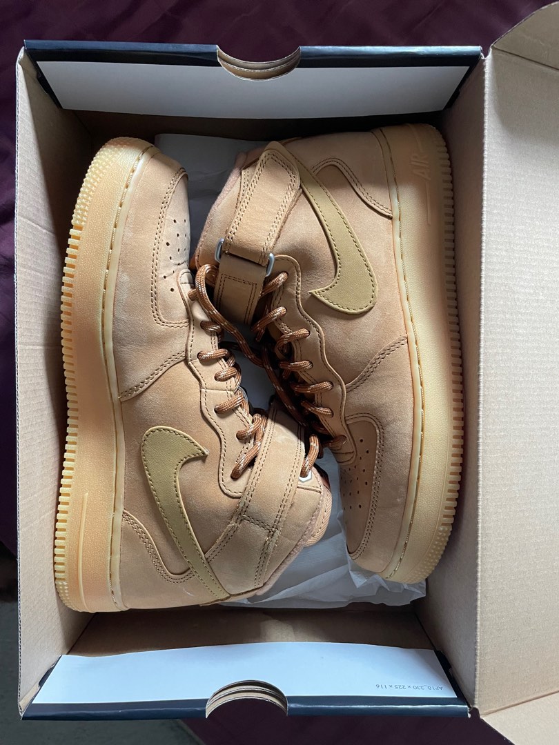 Air Force 1 Mid ‘Wheat’, Men's Fashion, Footwear, Sneakers on Carousell