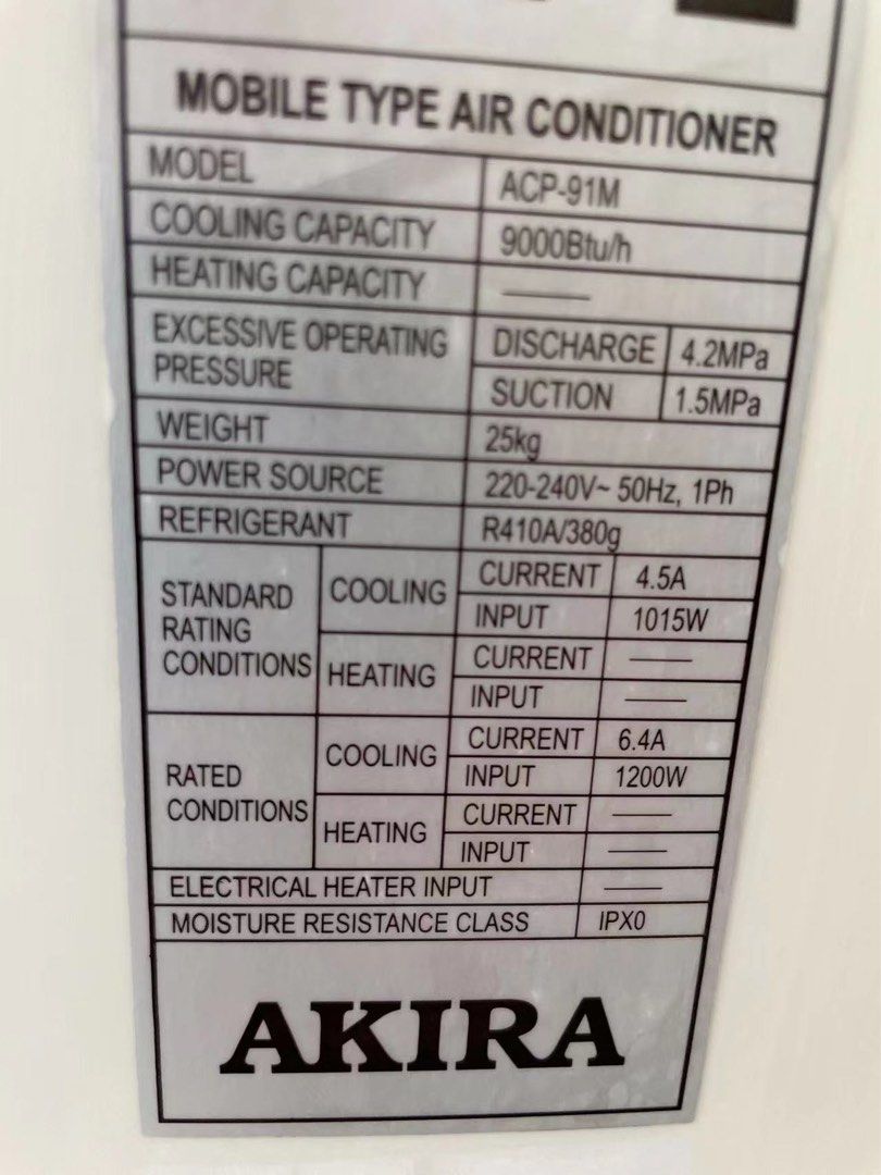 Akira Portable Aircon, TV & Home Appliances, Air Conditioners & Heating ...
