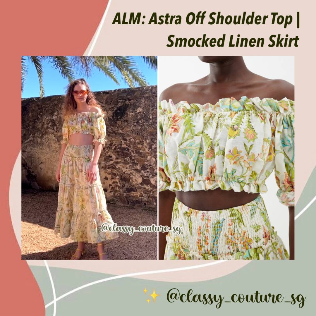 Alemais Ira Off Shoulder Top | Smocked Linen Midi Skirt | Set, Women's ...