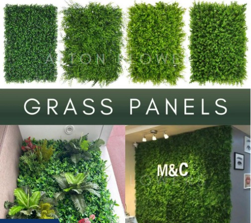 Artificial Greenery Panel Wall Carpet Grass Plant Backdrop Hanging ...
