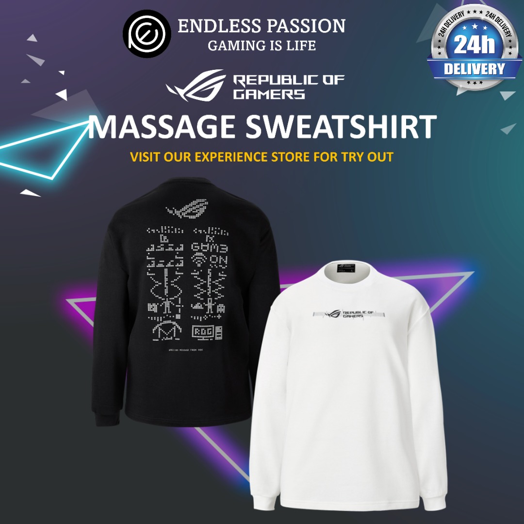 ASUS ROG Message Crew Neck Long Sleeve Sweatshirt, Men's Fashion, Tops ...