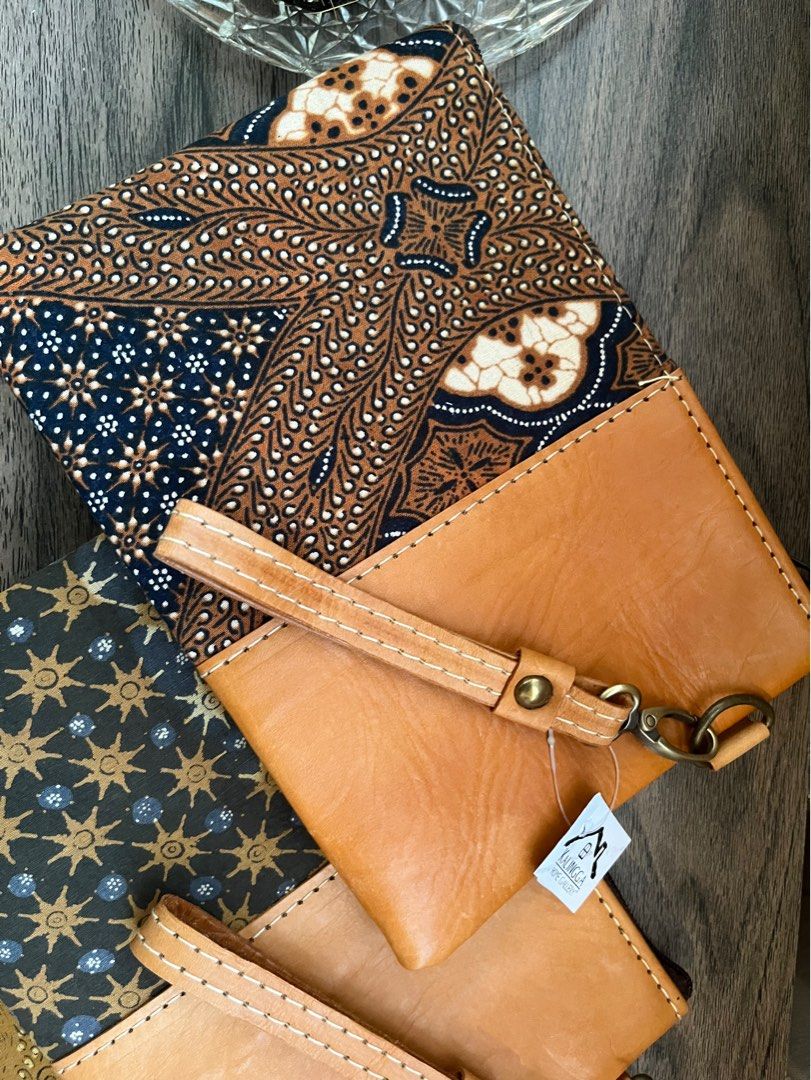 Beautiful Brown Leather Batik Clutch Bag, Luxury, Bags & Wallets on ...