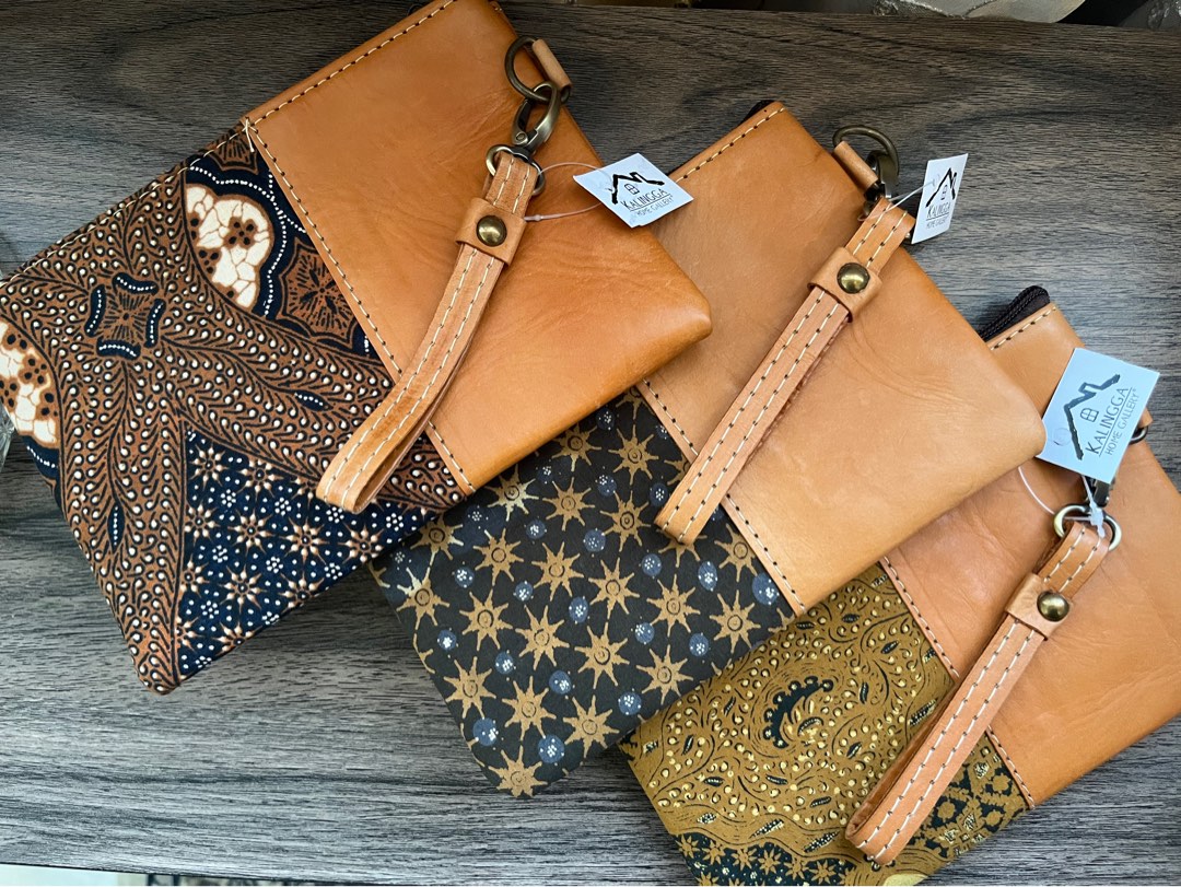 Beautiful Brown Leather Batik Clutch Bag, Luxury, Bags & Wallets on ...