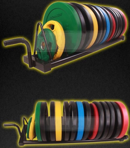 BLACK Horizontal Steel Frame Barbell Rack With Wheels Movable Trolley ...