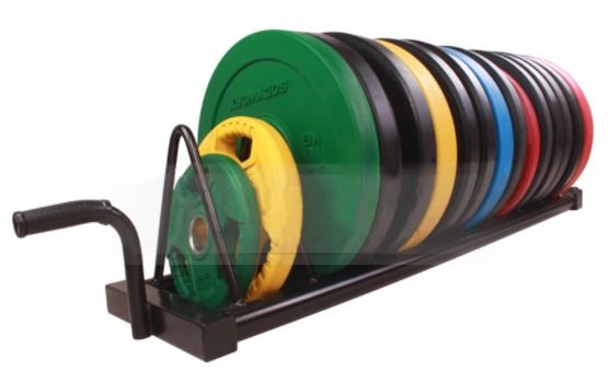 BLACK Horizontal Steel Frame Barbell Rack With Wheels Movable Trolley ...