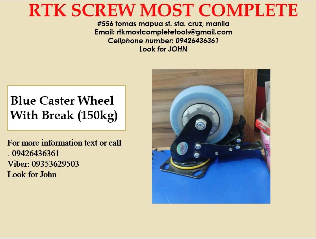 Blue Caster Wheel With Break (150kg) on Carousell