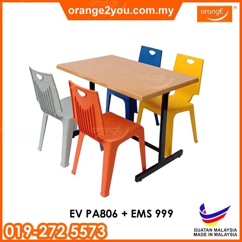 Cafe Table Set Kopitiam Restaurant Bistro Meja Makan Plastic Chair ...