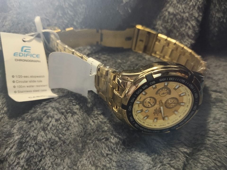 Casio Edifice Chronograph Gold Dial Gold Bracelet Date 100M WR Men's ...