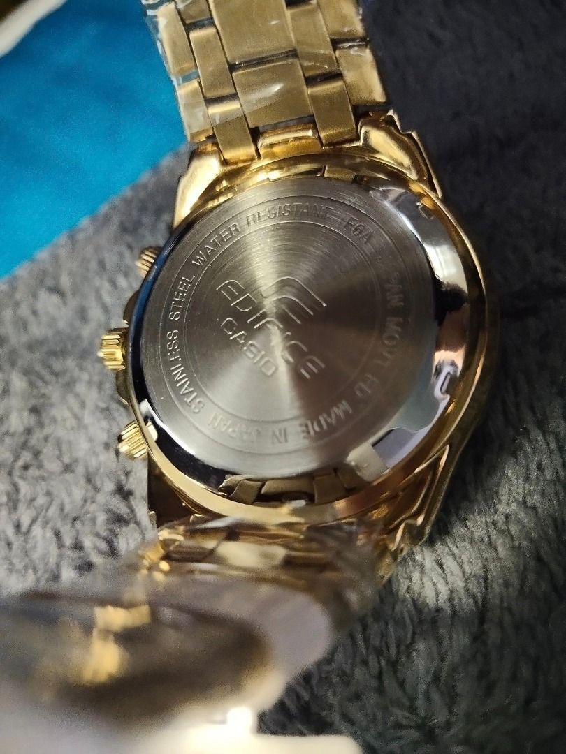 Casio Edifice Chronograph Gold Dial Gold Bracelet Date 100M WR Men's ...