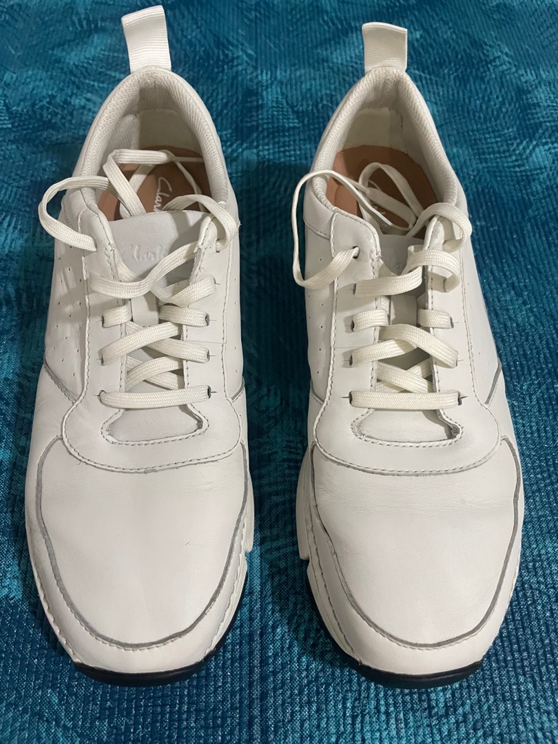 Clarks full leather white sneakers, Men's Fashion, Footwear, Casual ...
