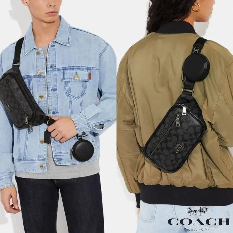 Coach Elias Belt Bag In Signature Canvas (Men Crossbody Sling Waist Bag ...