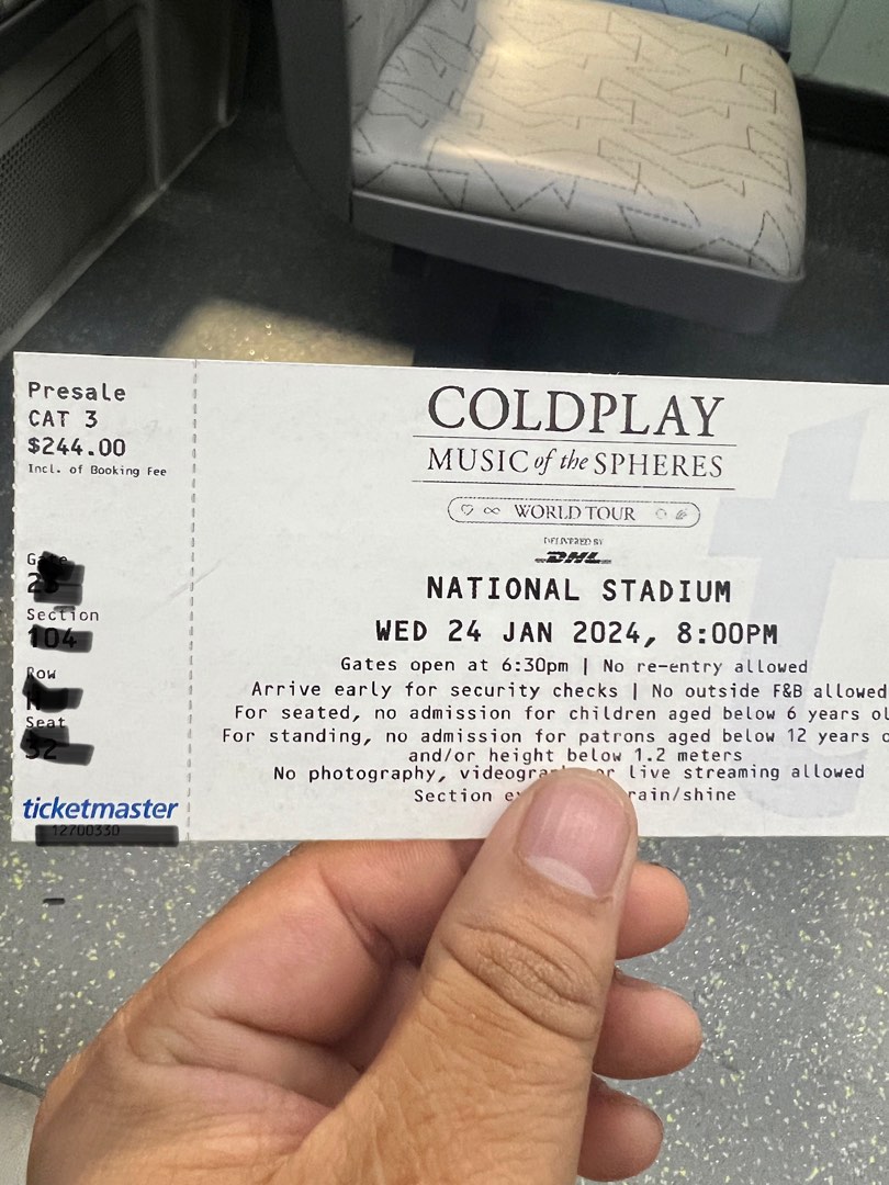 COLDPLAY Cat 3 One Ticket ONLY, Tickets & Vouchers, Event Tickets on ...