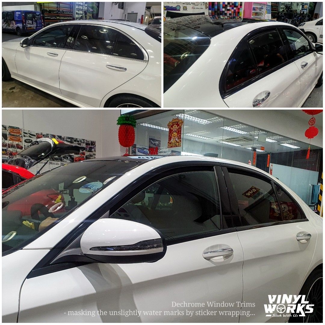 Delete Chrome / Dechrome Mercedes Benz C200 window frame trims ...
