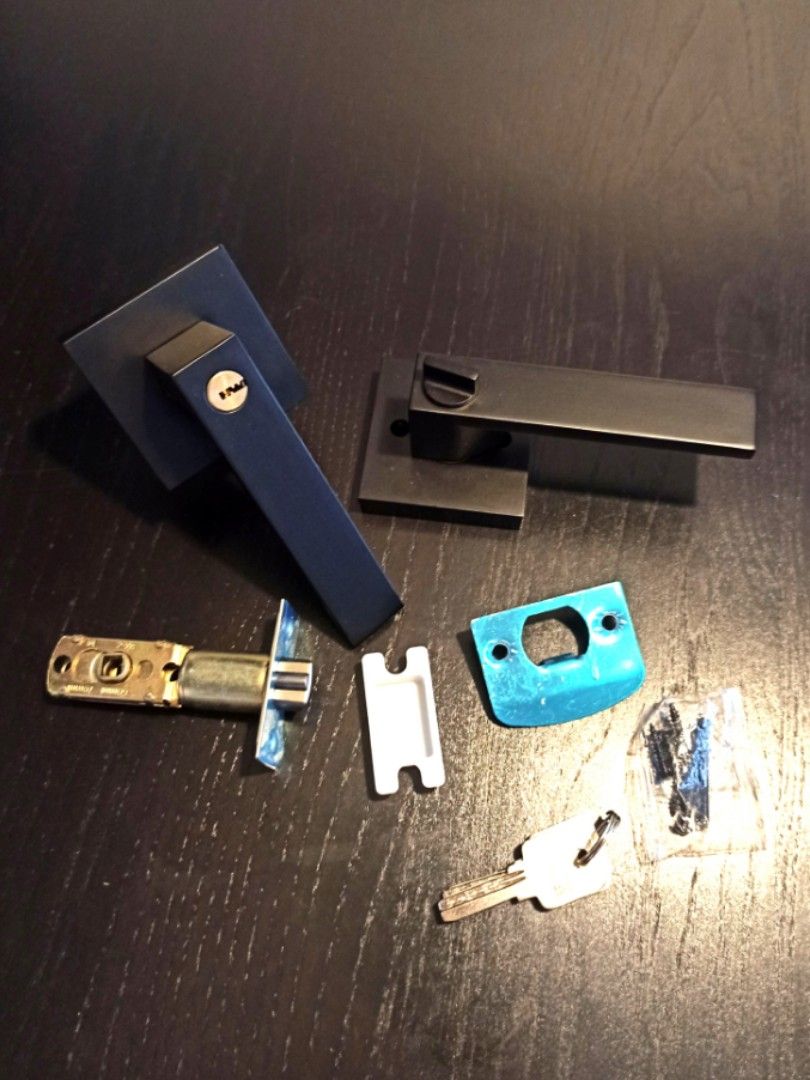 Door Handle Lock Set Matt Black, Furniture & Home Living, Security ...